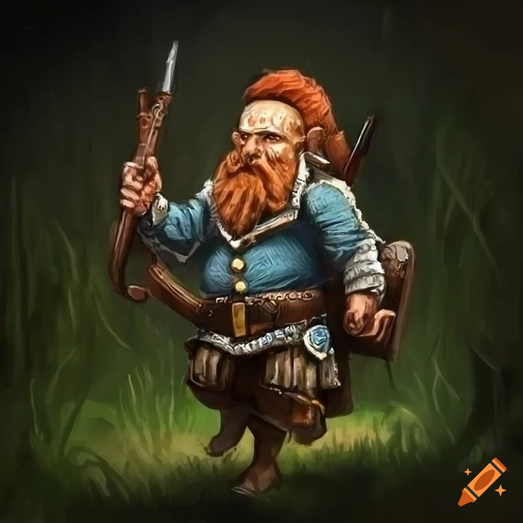 Illustration of a Dwarven rifleman with a musket on Craiyon