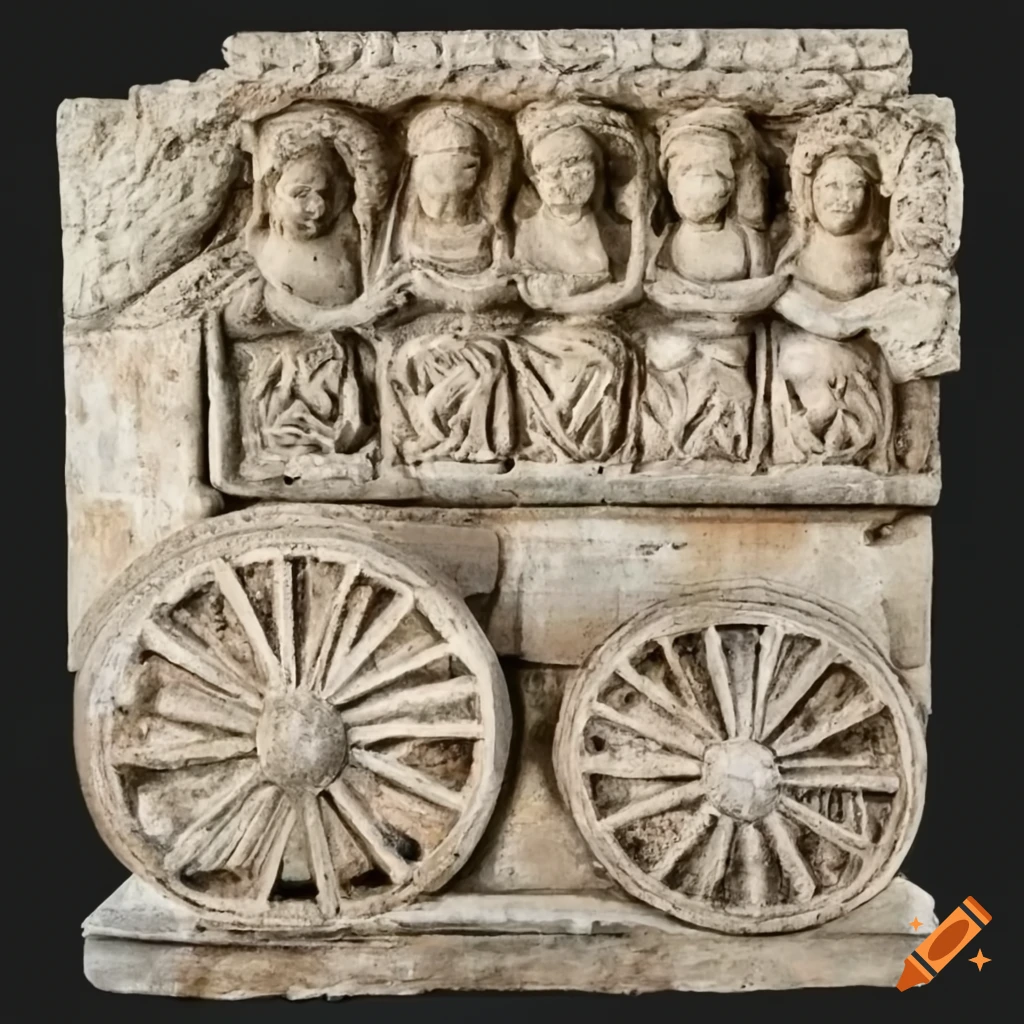 Roman stone relief of a carriage on Craiyon