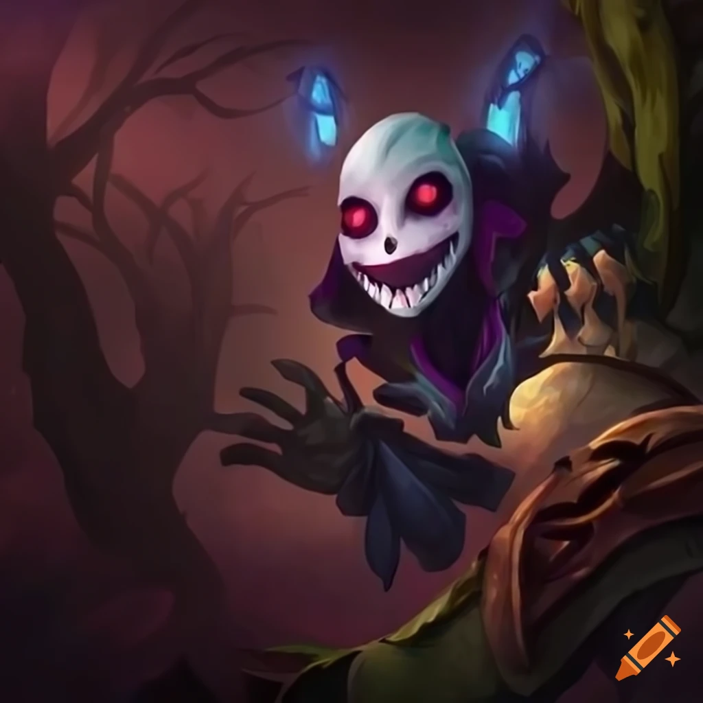 Kindred league of legends zombie in a sad and creepy portrayal on Craiyon