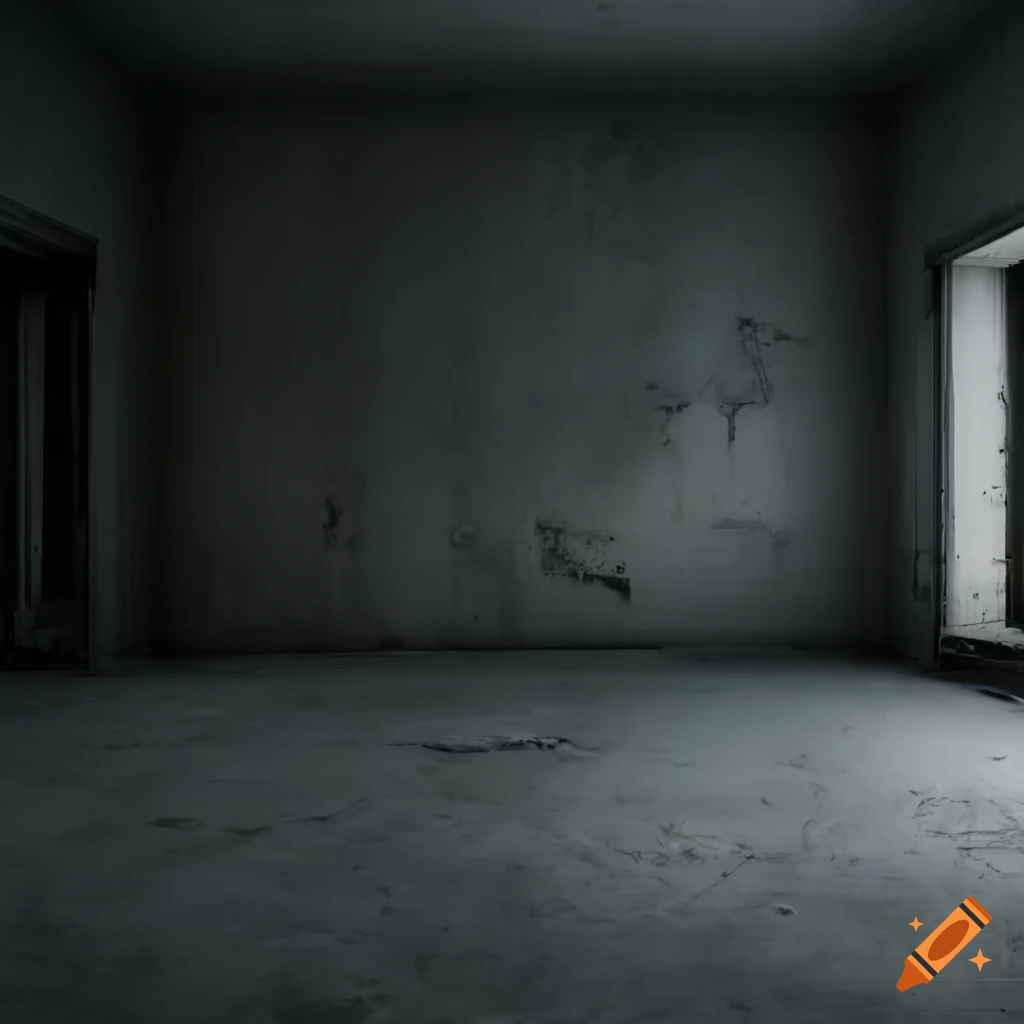 Photorealistic depiction of an empty abandoned room on Craiyon