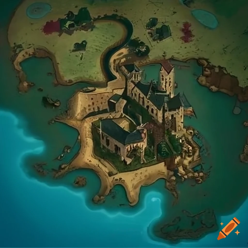 Overhead map of a fantasy world with diverse landscapes on Craiyon