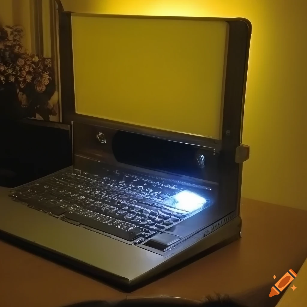 Creepy vintage office desk with a laptop on Craiyon