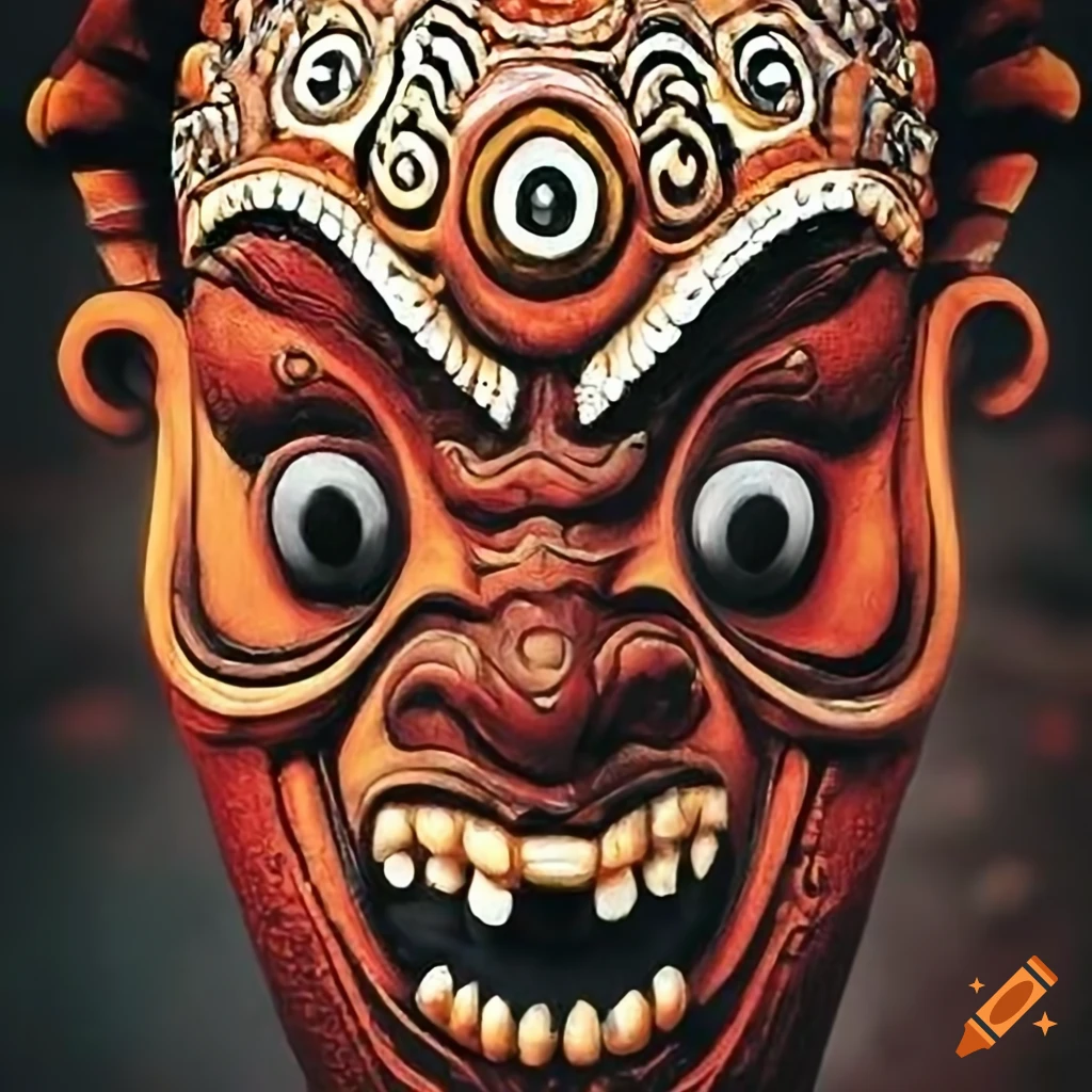 Artwork of a sri lankan devil face on Craiyon
