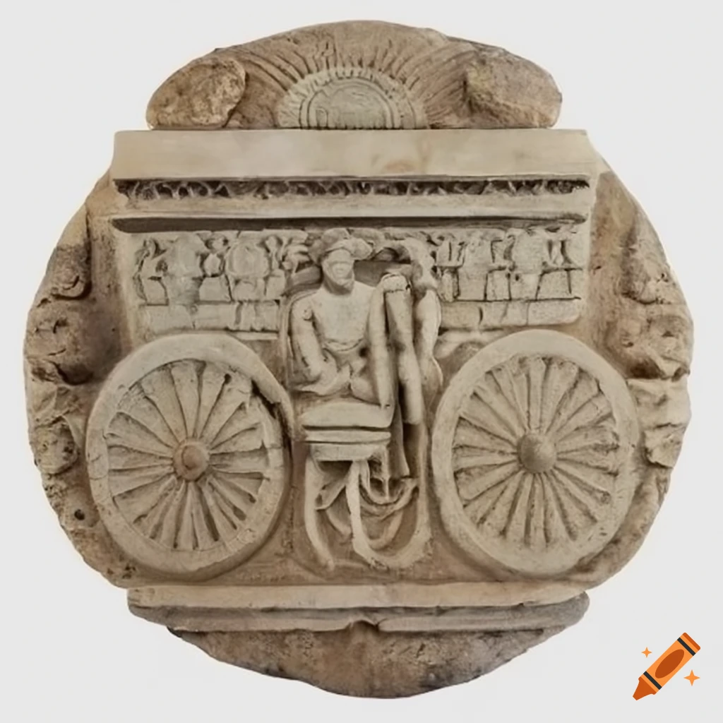 Stone relief of ashurbanipal on a carriage on Craiyon