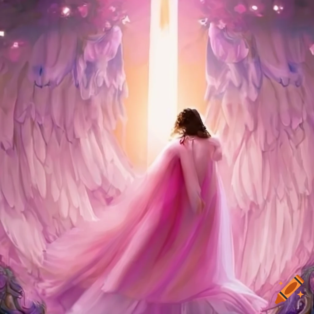 Angelic book cover in pink on Craiyon