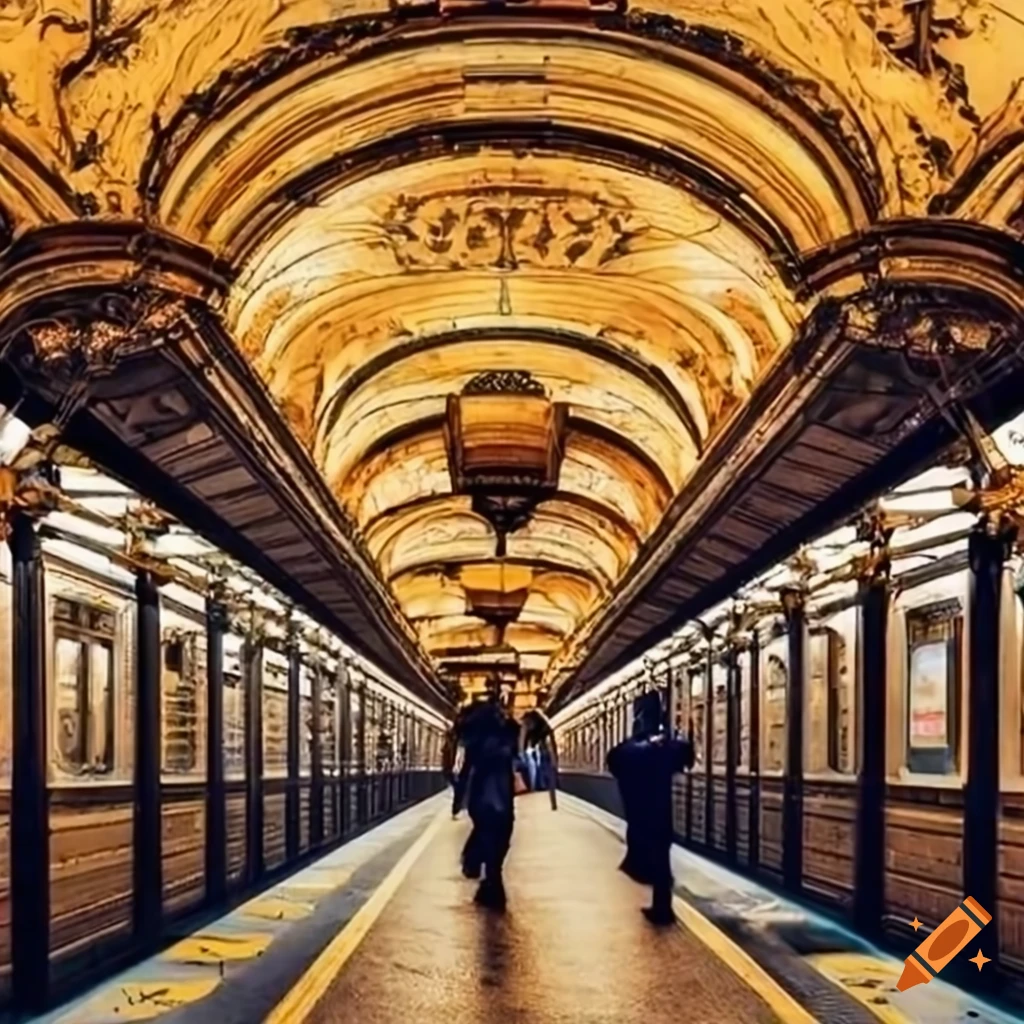 Beaux-arts style subway station on Craiyon