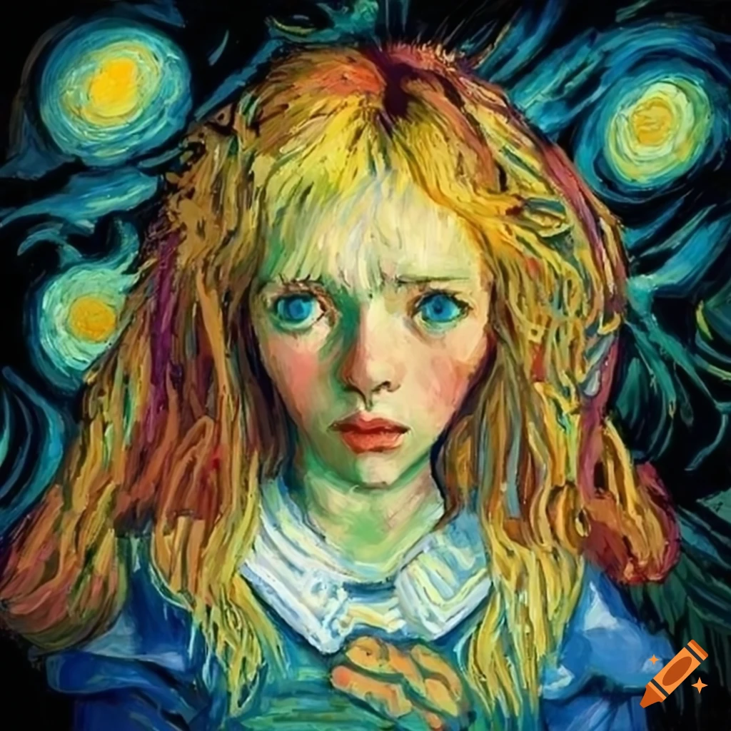 Heidi from the animated series drawn in the style of van gogh on Craiyon