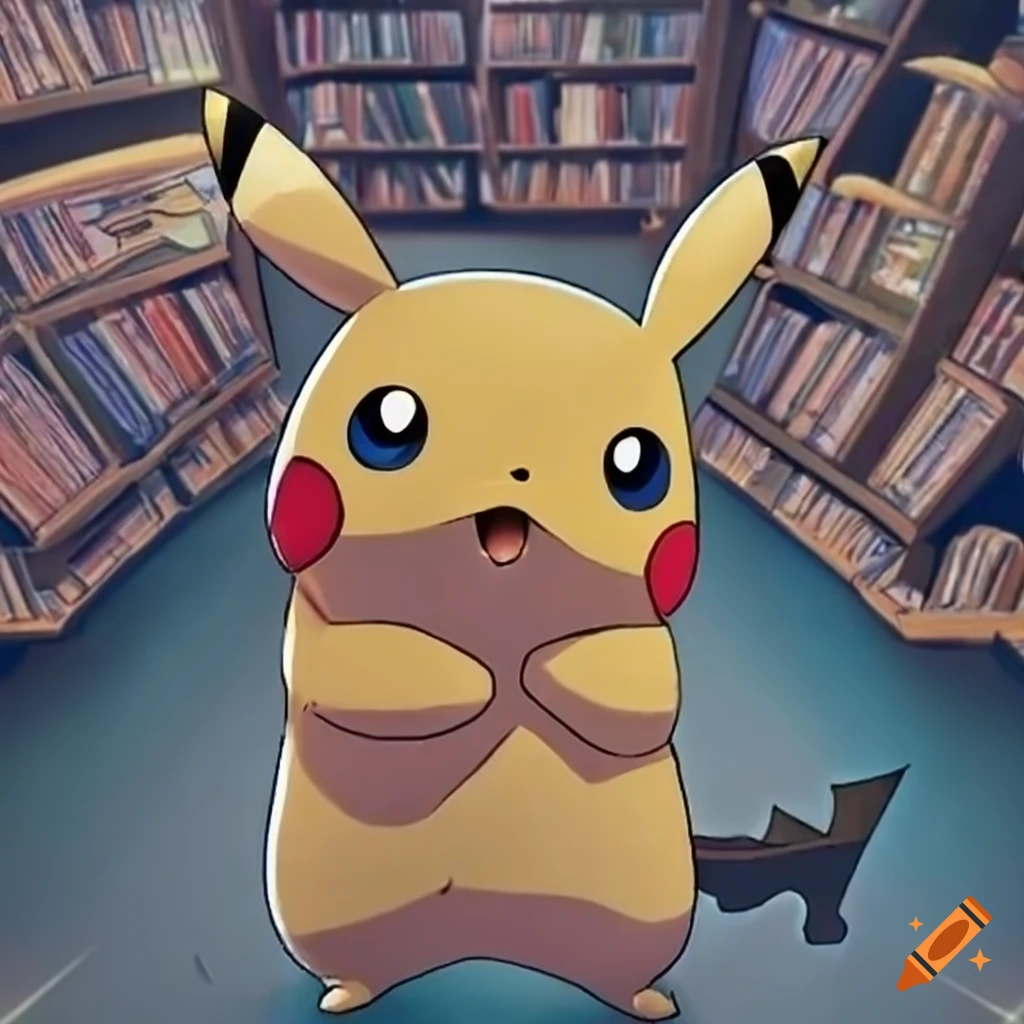 Pokemon fan art at the library on Craiyon
