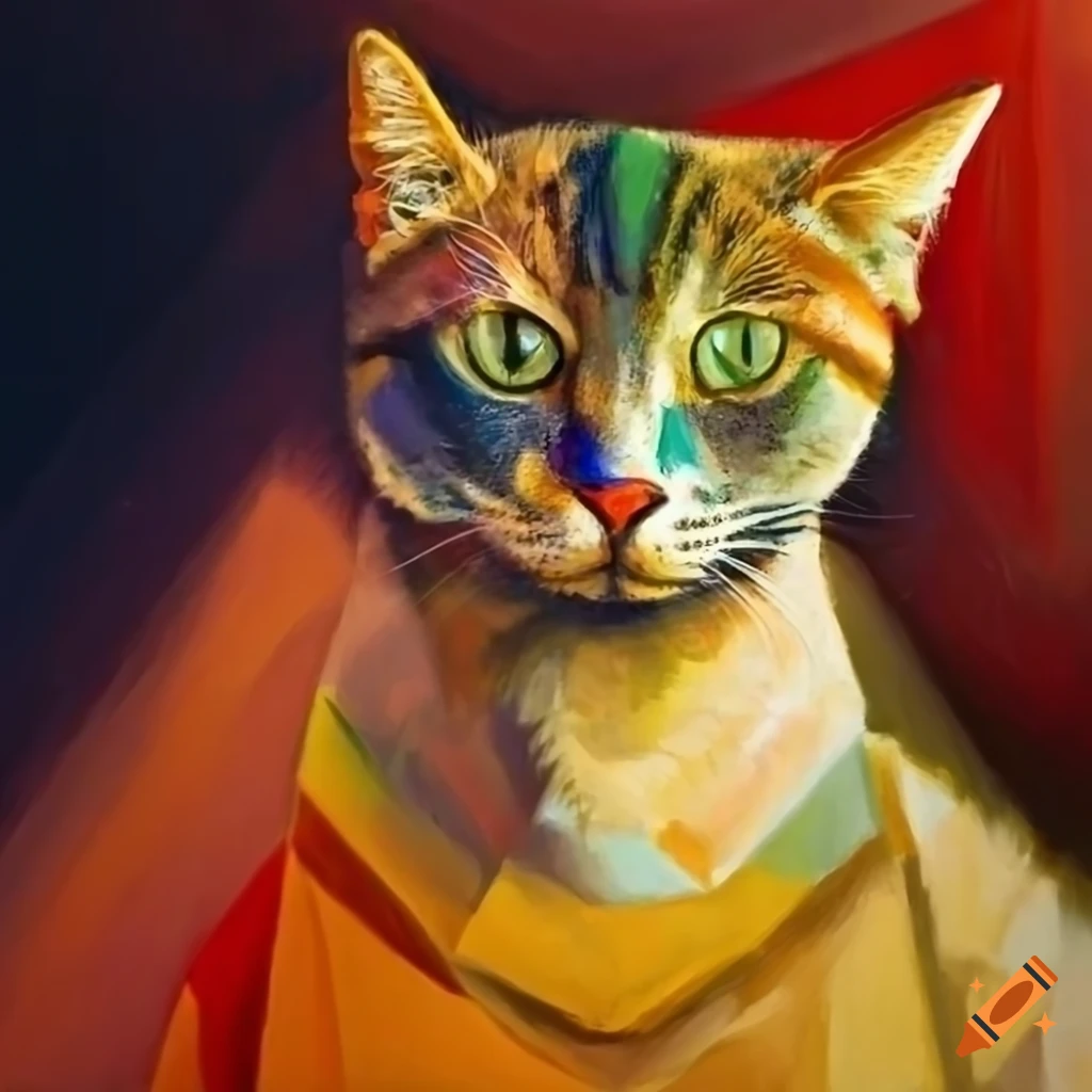 Portrait of a warhammer cat ultramarine by lucian freud on Craiyon