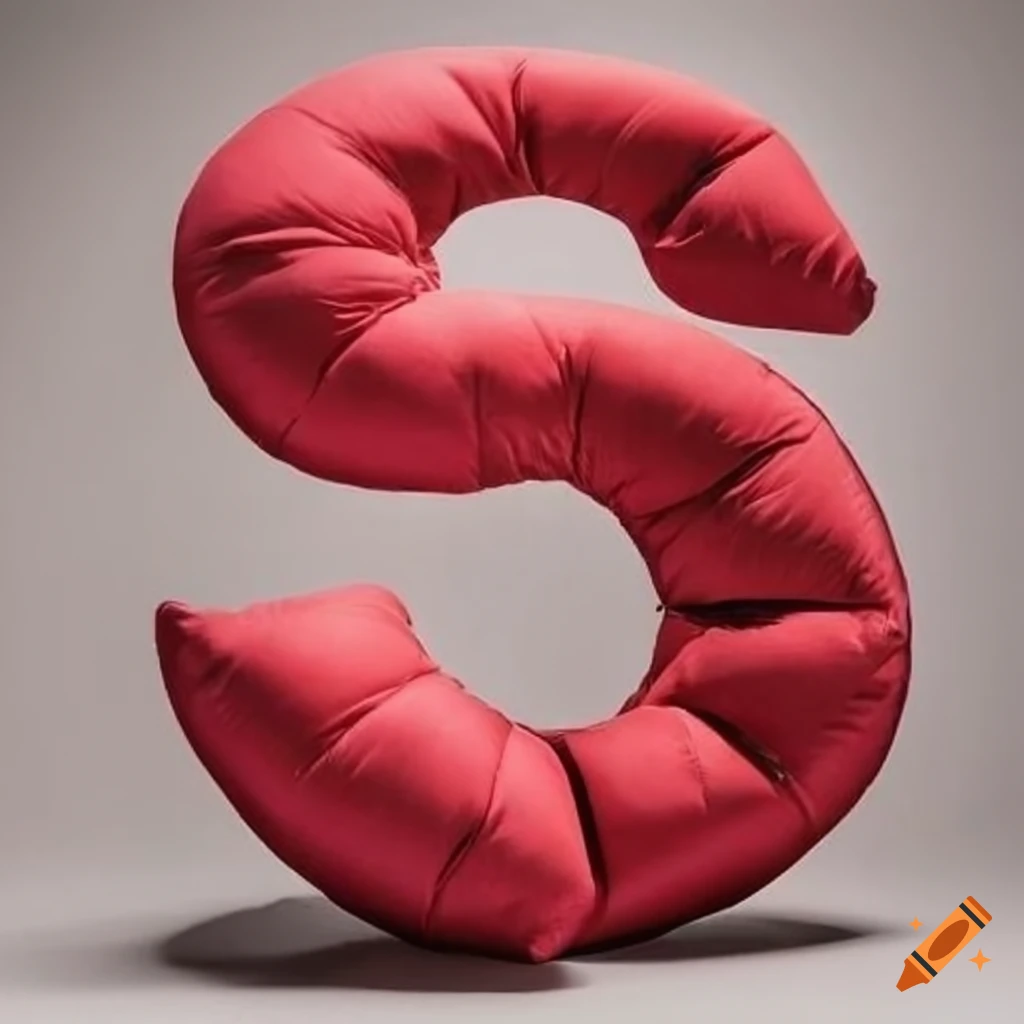 Red down padded letter T pillow with folds on Craiyon