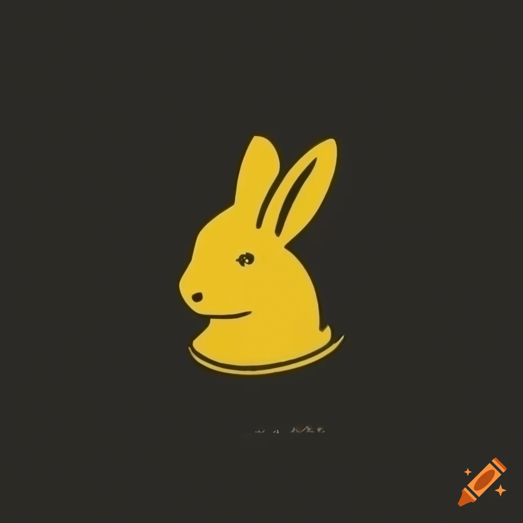 Yellow minimalist cyberpunk logo of a solar rabbit