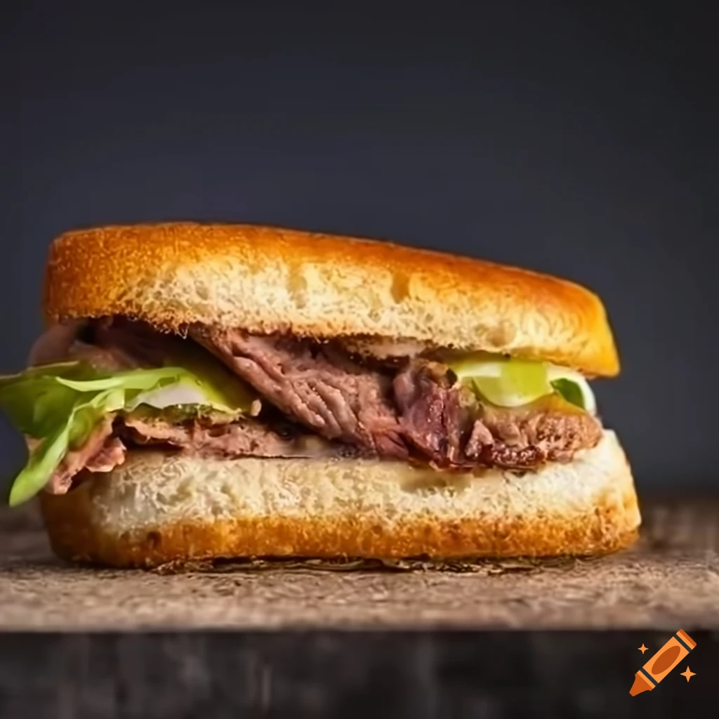 Closeup of a delicious eel meat sandwich on Craiyon