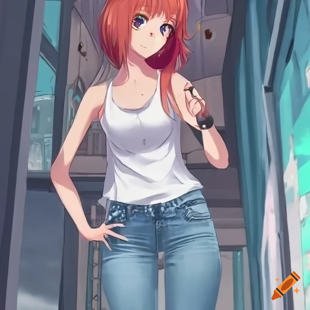 Detailed Artwork Of An Anime Girl On The Street