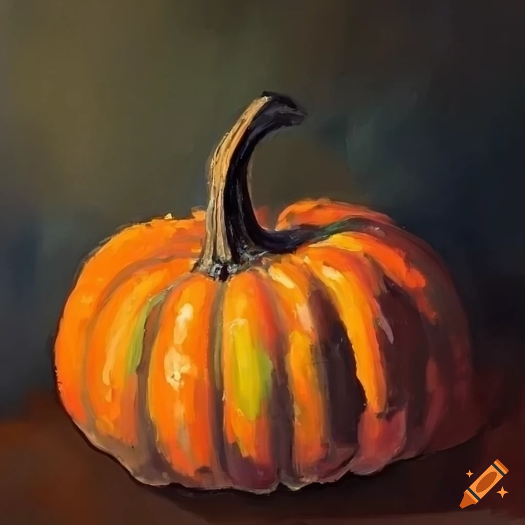 Monet's pumpkin still life painting on Craiyon