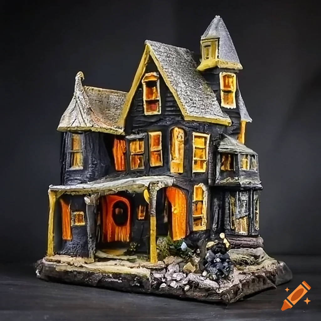 A haunted house, diorama, miniature on Craiyon