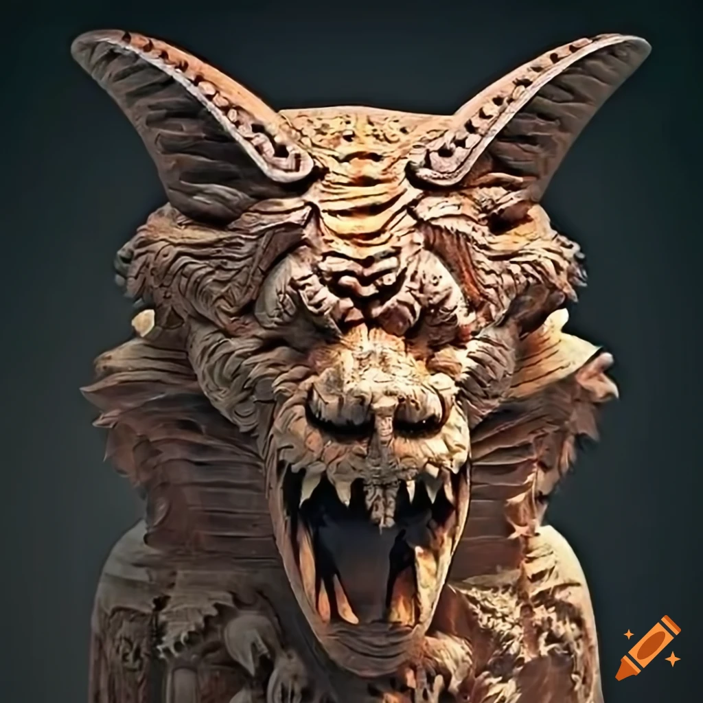 Werewolf sculpture in architectural style on Craiyon