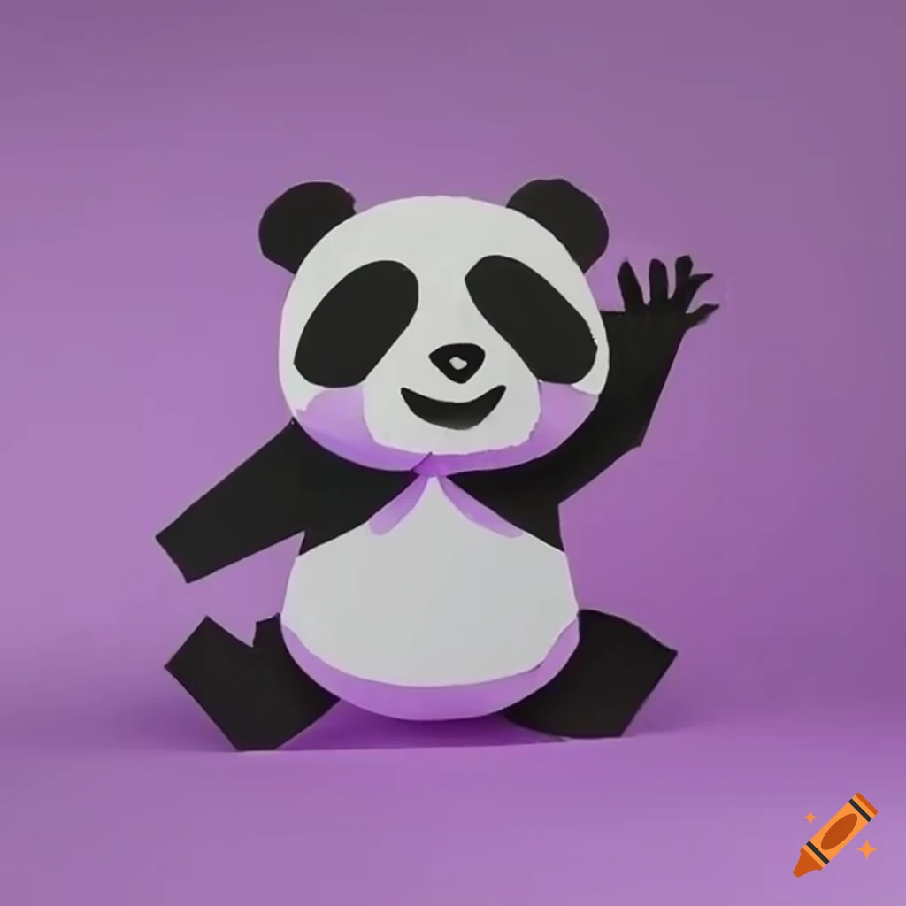 Origami high poly panda golden house on colorful background on Craiyon