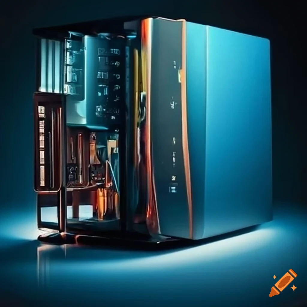 Open desktop computer on Craiyon