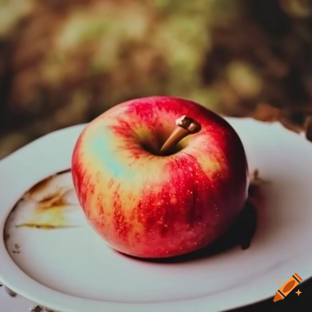 Delicious apple on a plate in ukraine