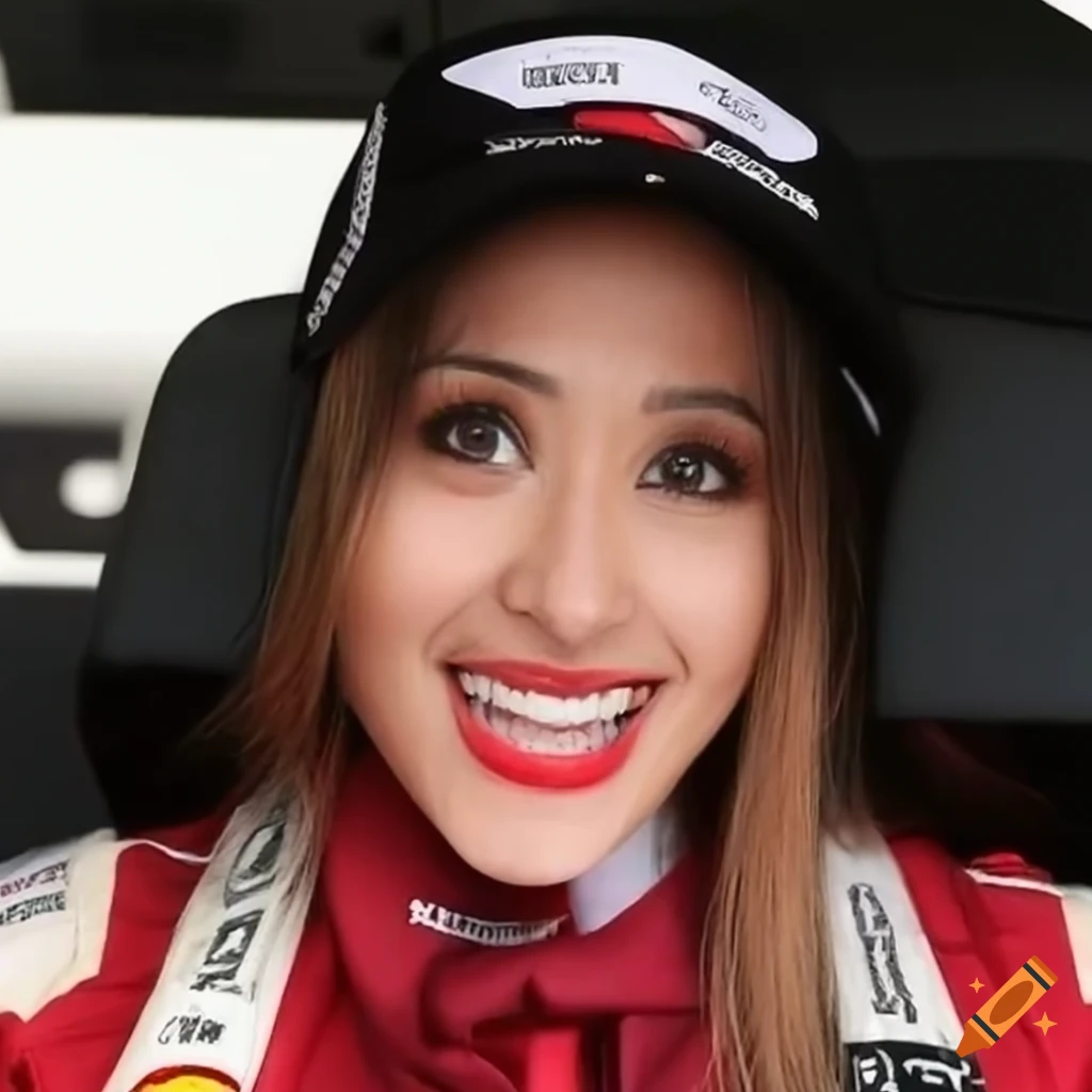 Halsey on the formula 1 podium on Craiyon