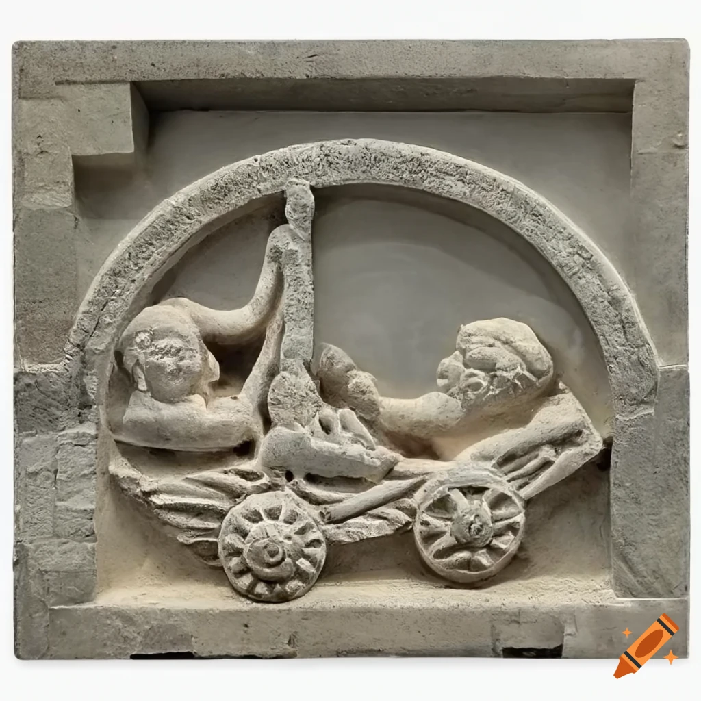 Stone relief depicting a helios carriage on Craiyon