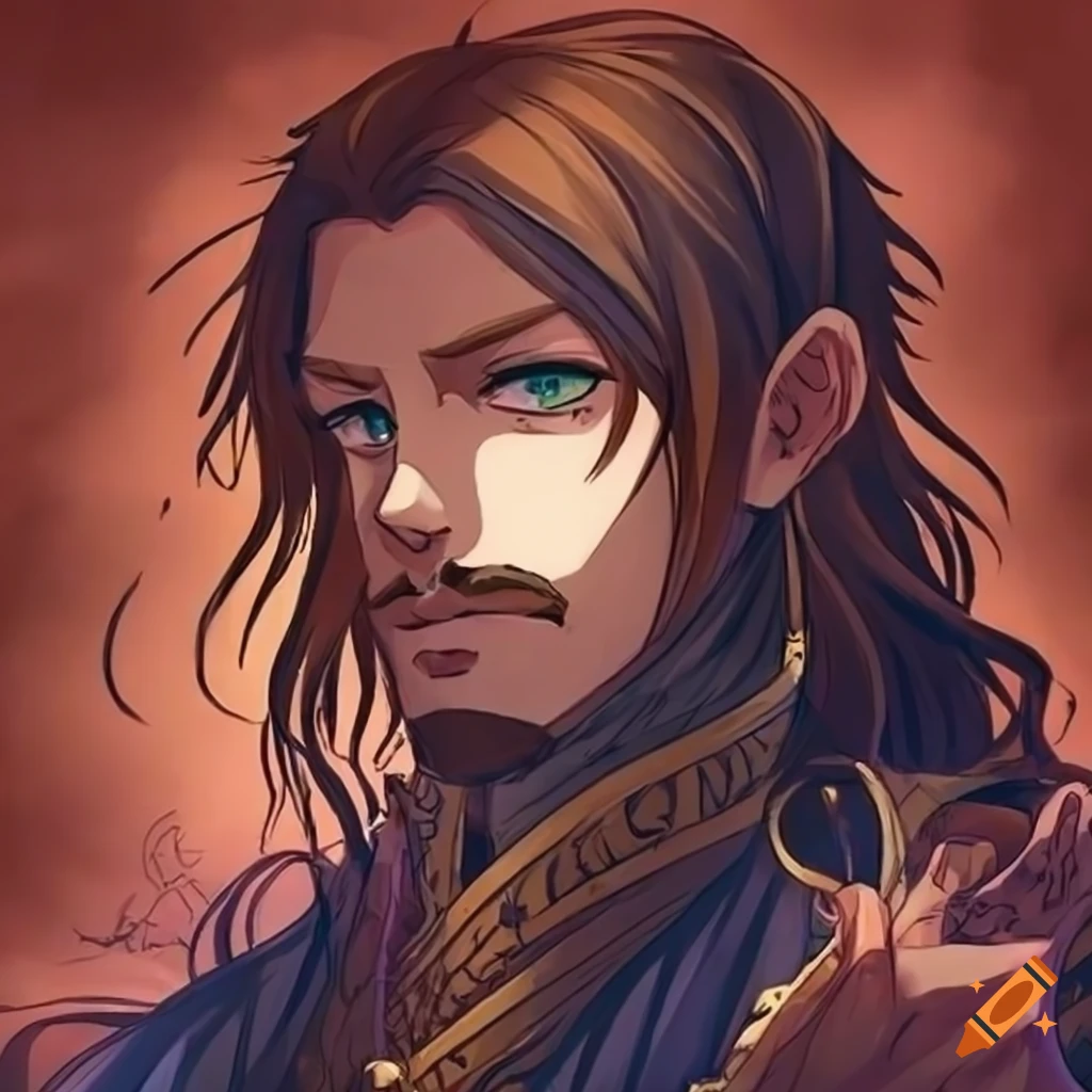 Manga-style king in a royal castle on Craiyon