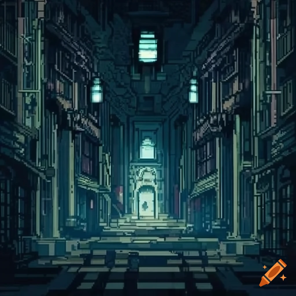 Pixel art of a mysterious victorian street