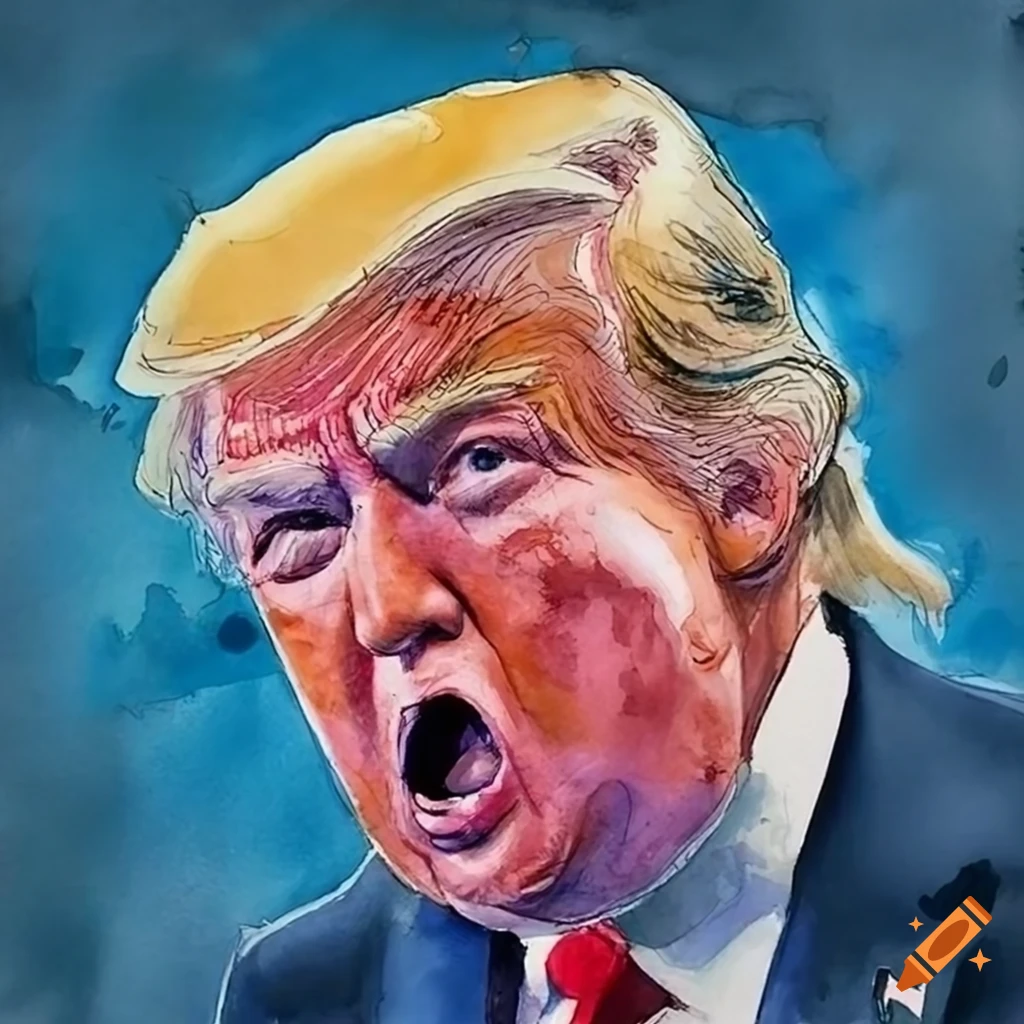 Watercolor painting of donald trump yelling on Craiyon
