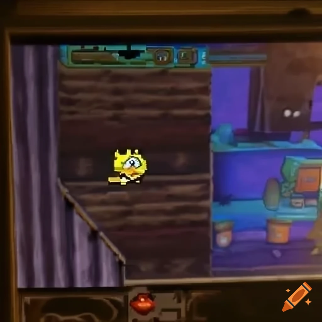 Spongebob playing game on nasa pc with friends on mars on Craiyon