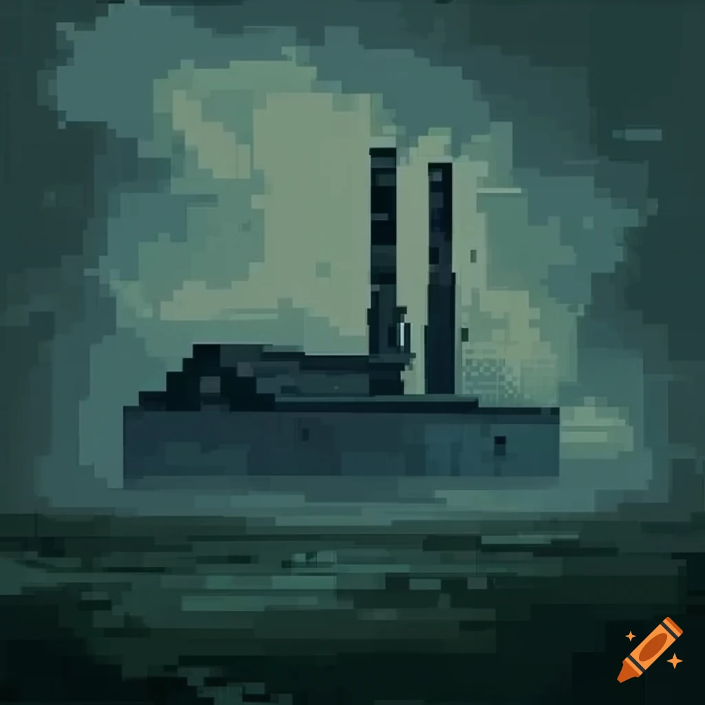 Pixel art of a deserted factory on Craiyon