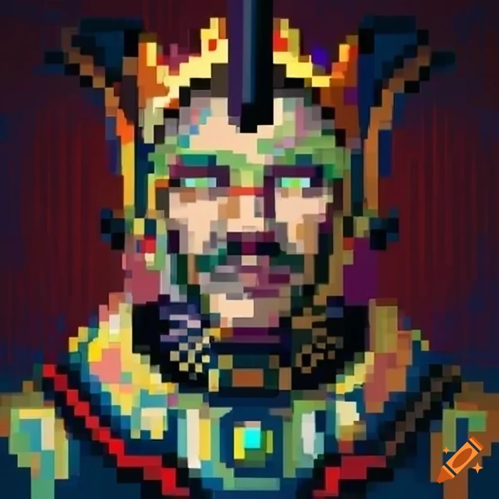 Pixel art portrait of an emperor on Craiyon