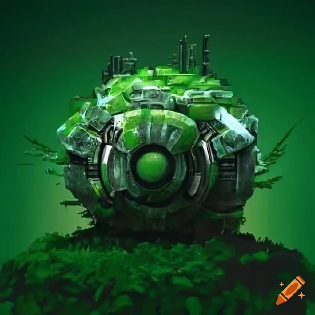 Futuristic armored engine made of vegetation on Craiyon