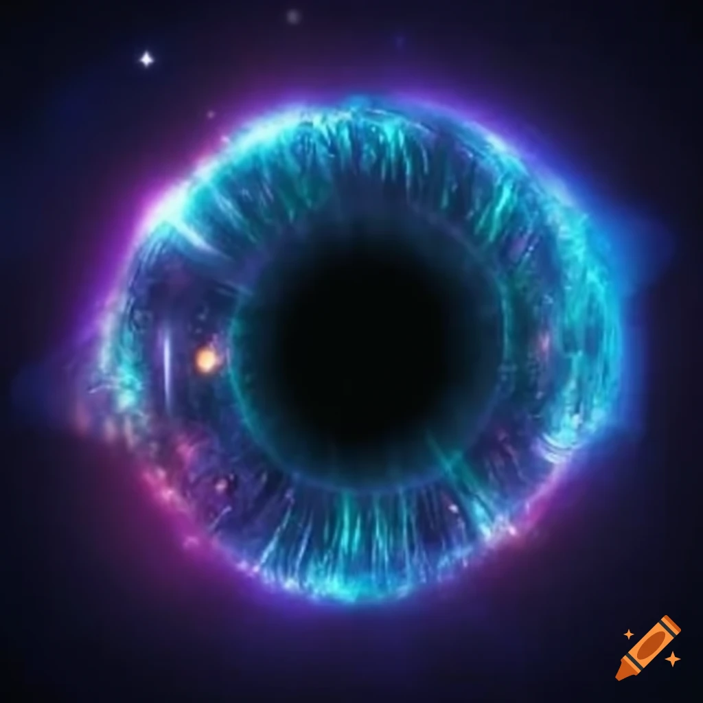 Abstract depiction of quantum physics in a woman's eyes on Craiyon