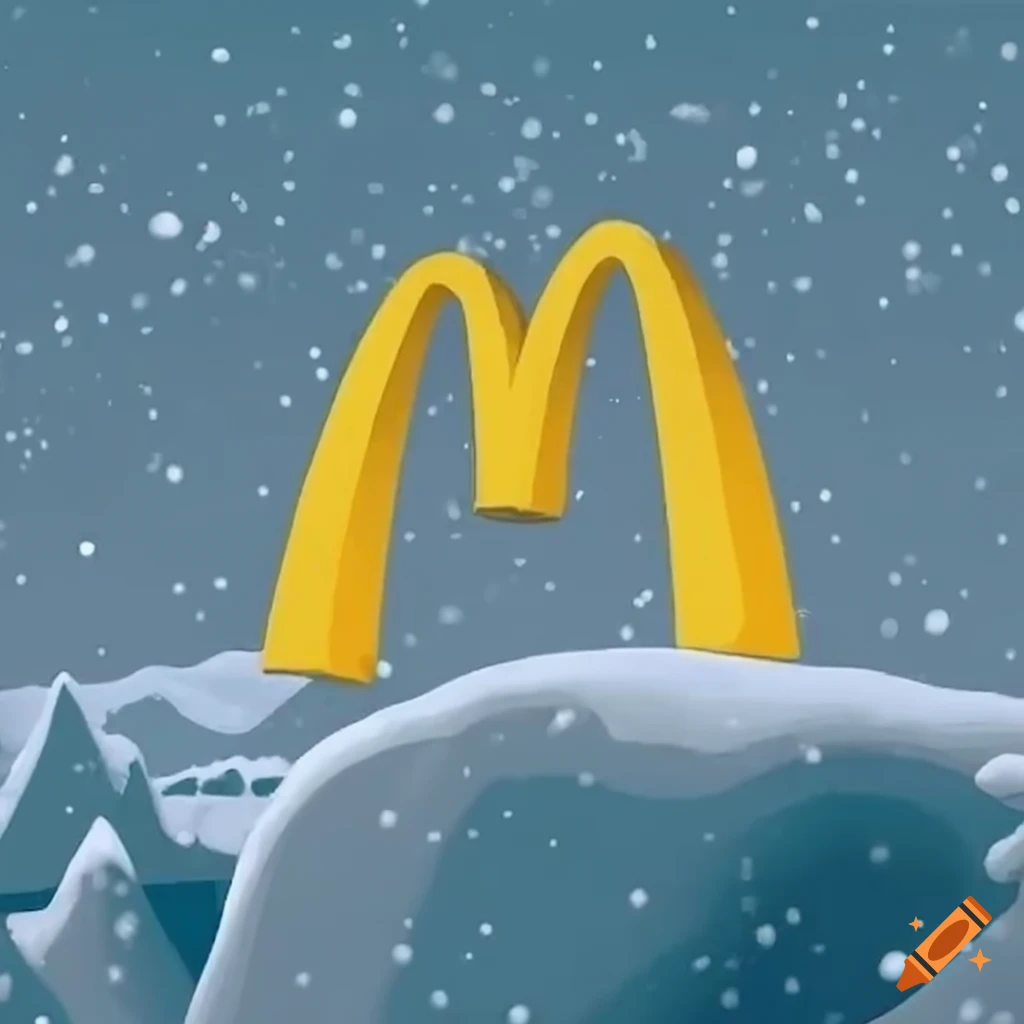 Mcdonald's logo in a snowy landscape artwork on Craiyon