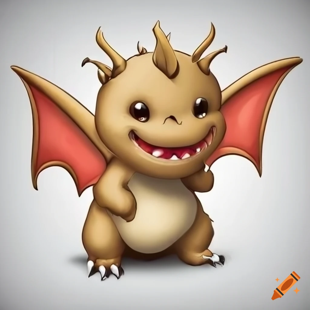 Cute chubby dragon with a big smile on Craiyon