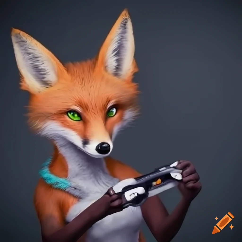 Fox playing video games
