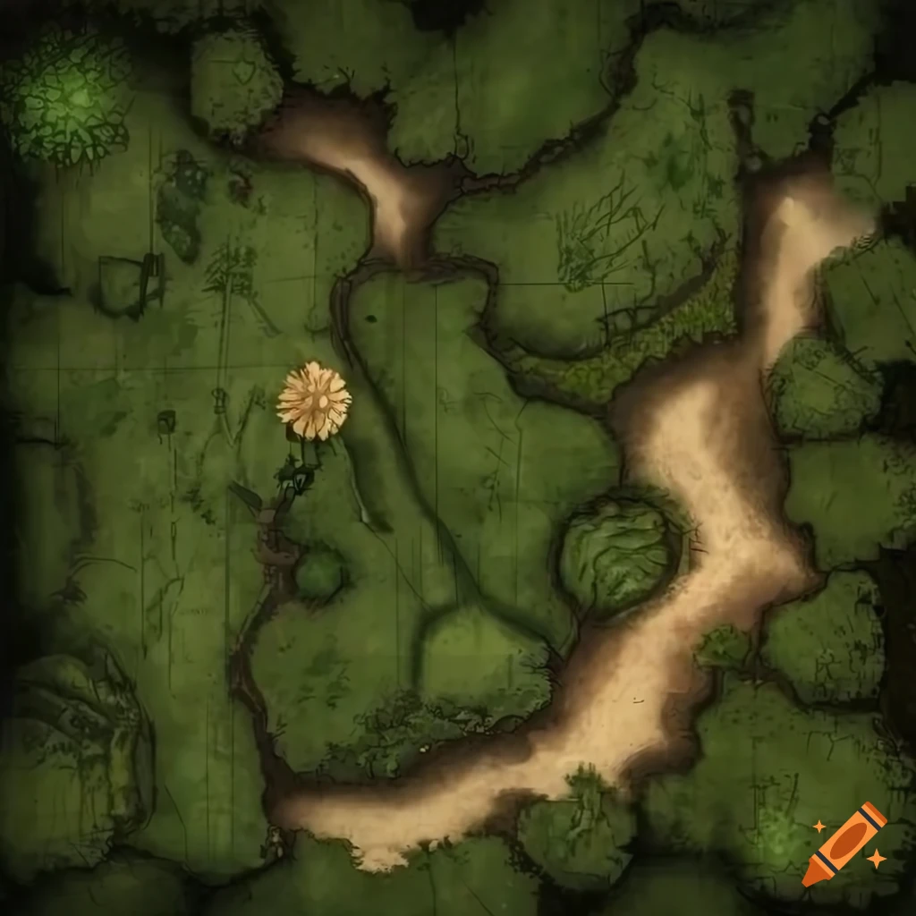 Bird's eye view of a forest path