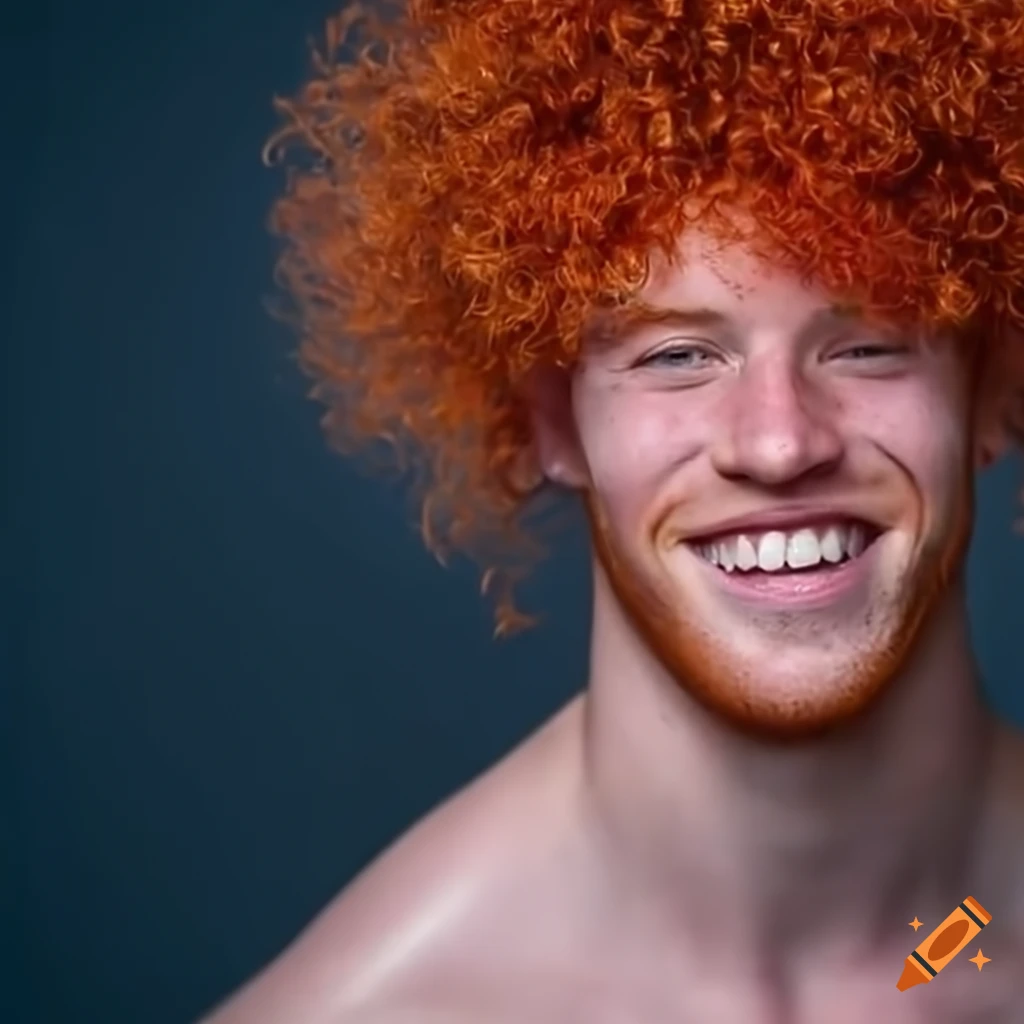 Close Up Of Handsome Muscular Male Wrestler With Burnt Orange Hair And