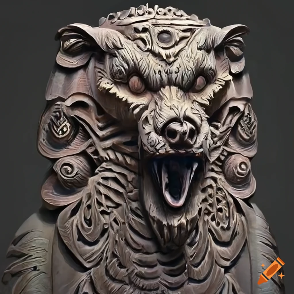 Aztec carving of a bear on Craiyon