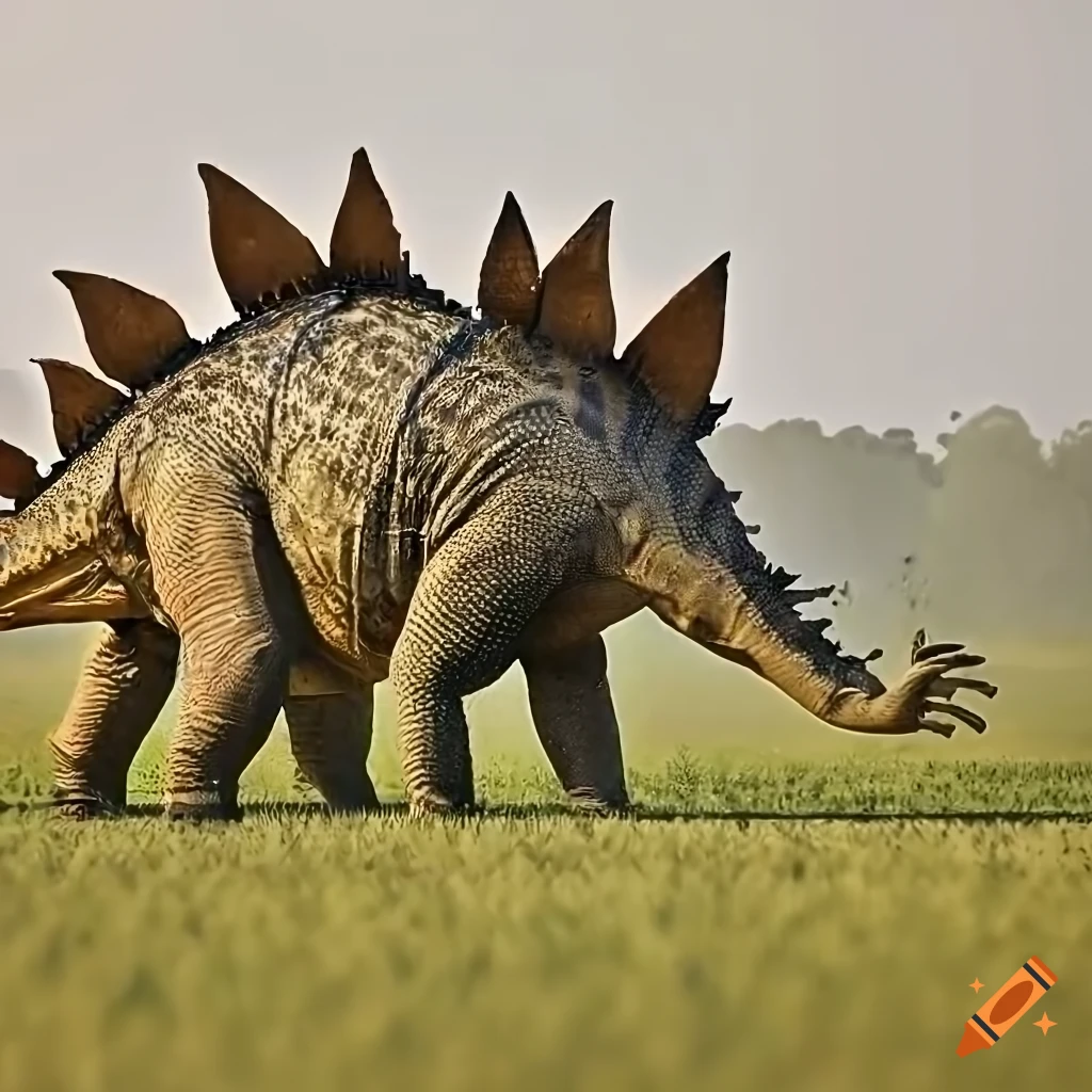 Colorful stegosaurus in warm morning light on Craiyon