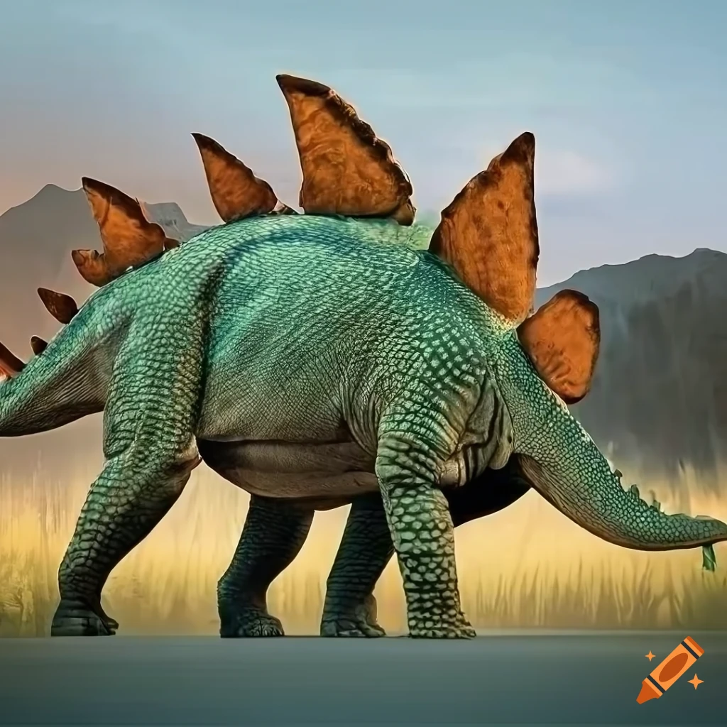 Colorful stegosaurus in warm morning light on Craiyon