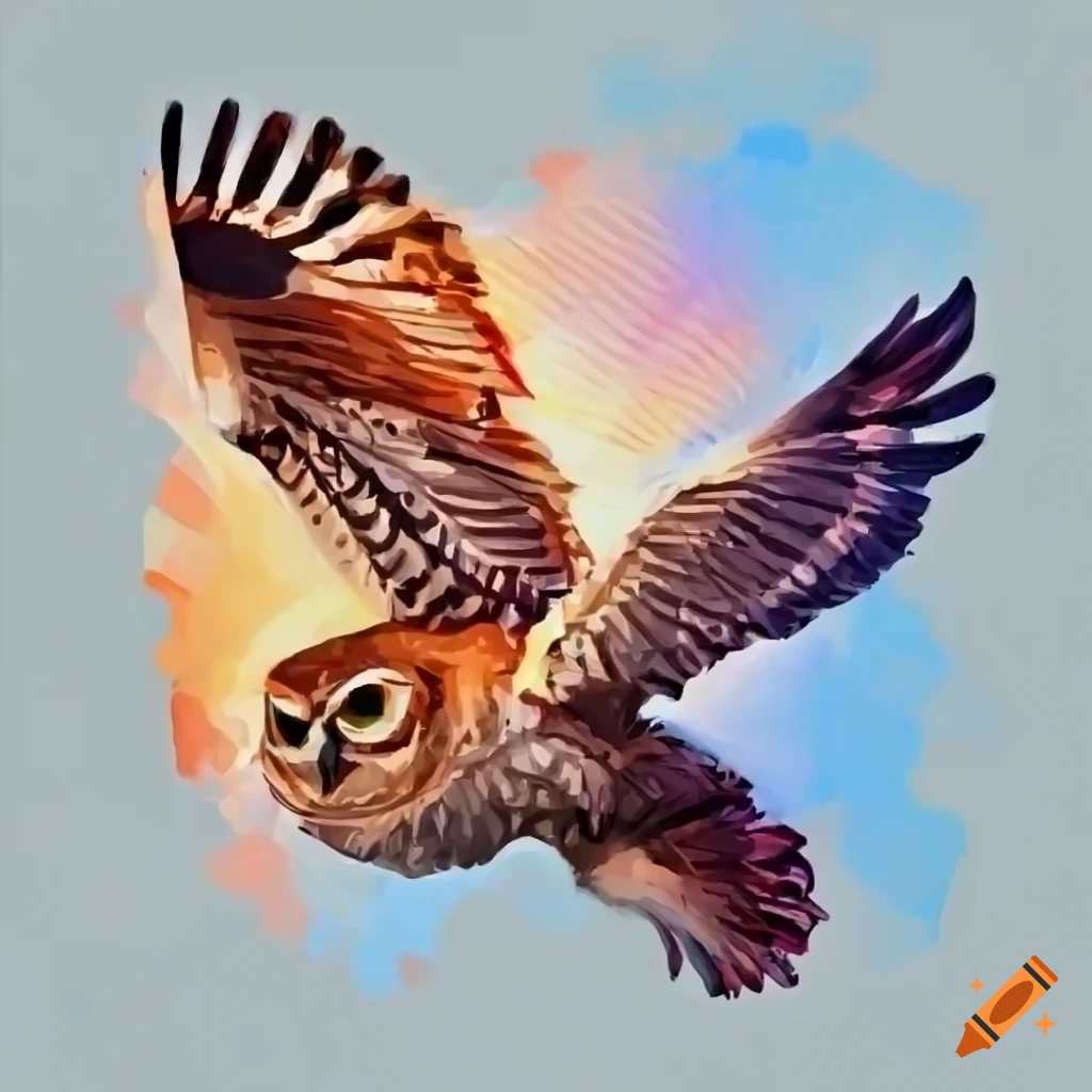 Low poly line drawing of a swooping owl on Craiyon