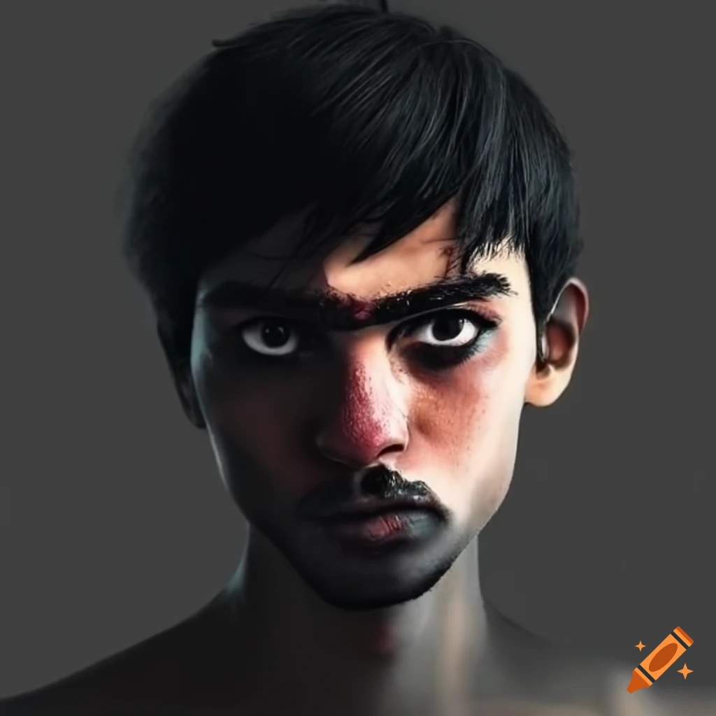 Portrait of a man with a scar on his nose on Craiyon