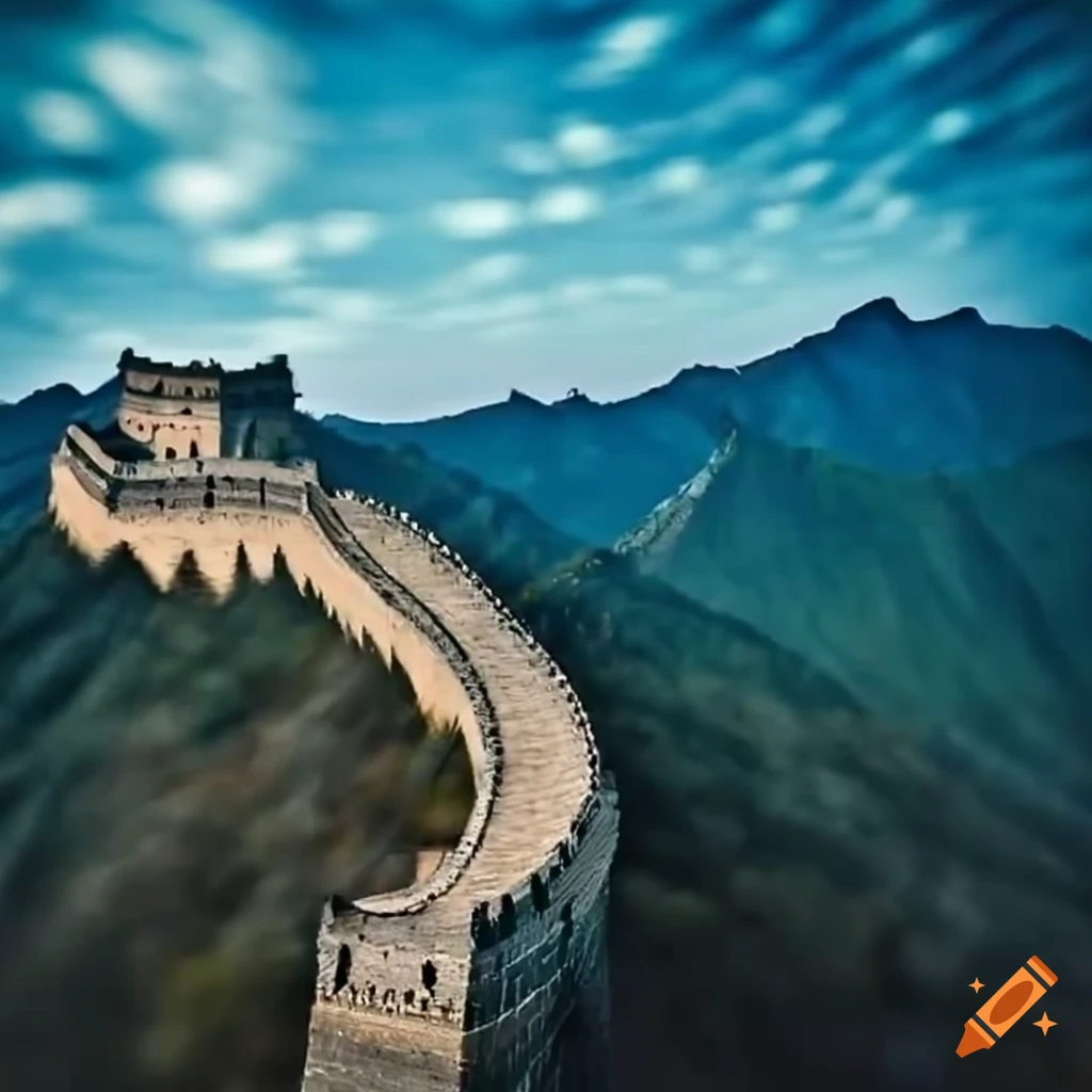 Dragon flying over the great wall of china on Craiyon