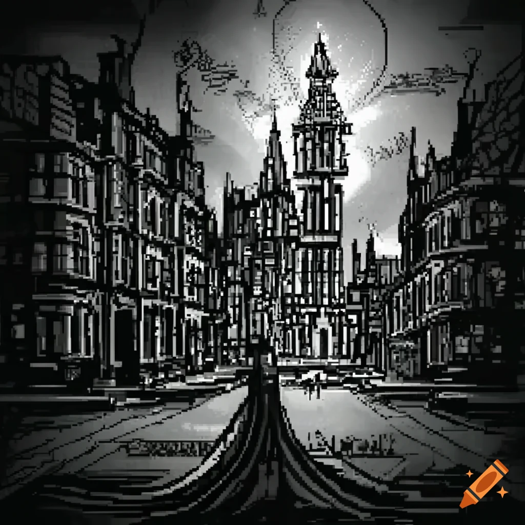 Gritty pixel art of a victorian city on Craiyon