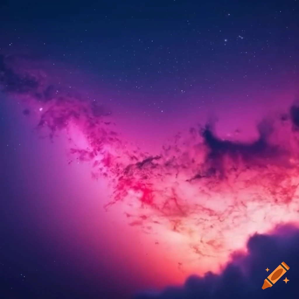 Pink sunset in a cloudy galaxy on Craiyon