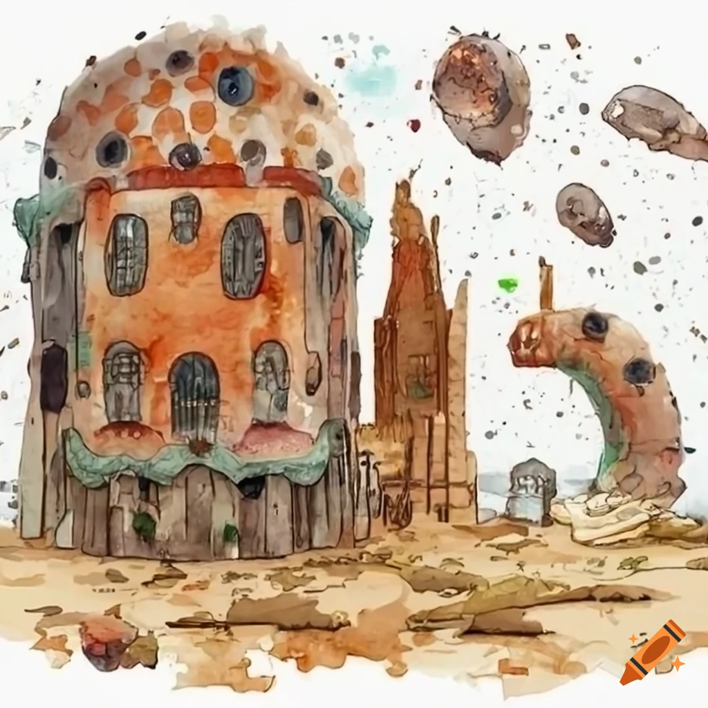 Post-apocalyptic world made of junk food on Craiyon
