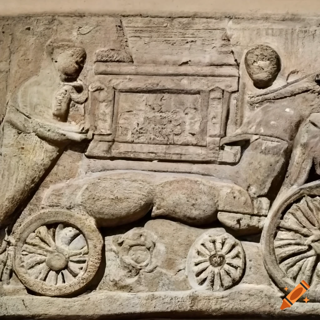 Roman stone relief of a carriage