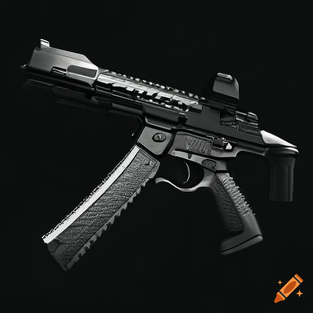 Sleek high-tech firearm on Craiyon