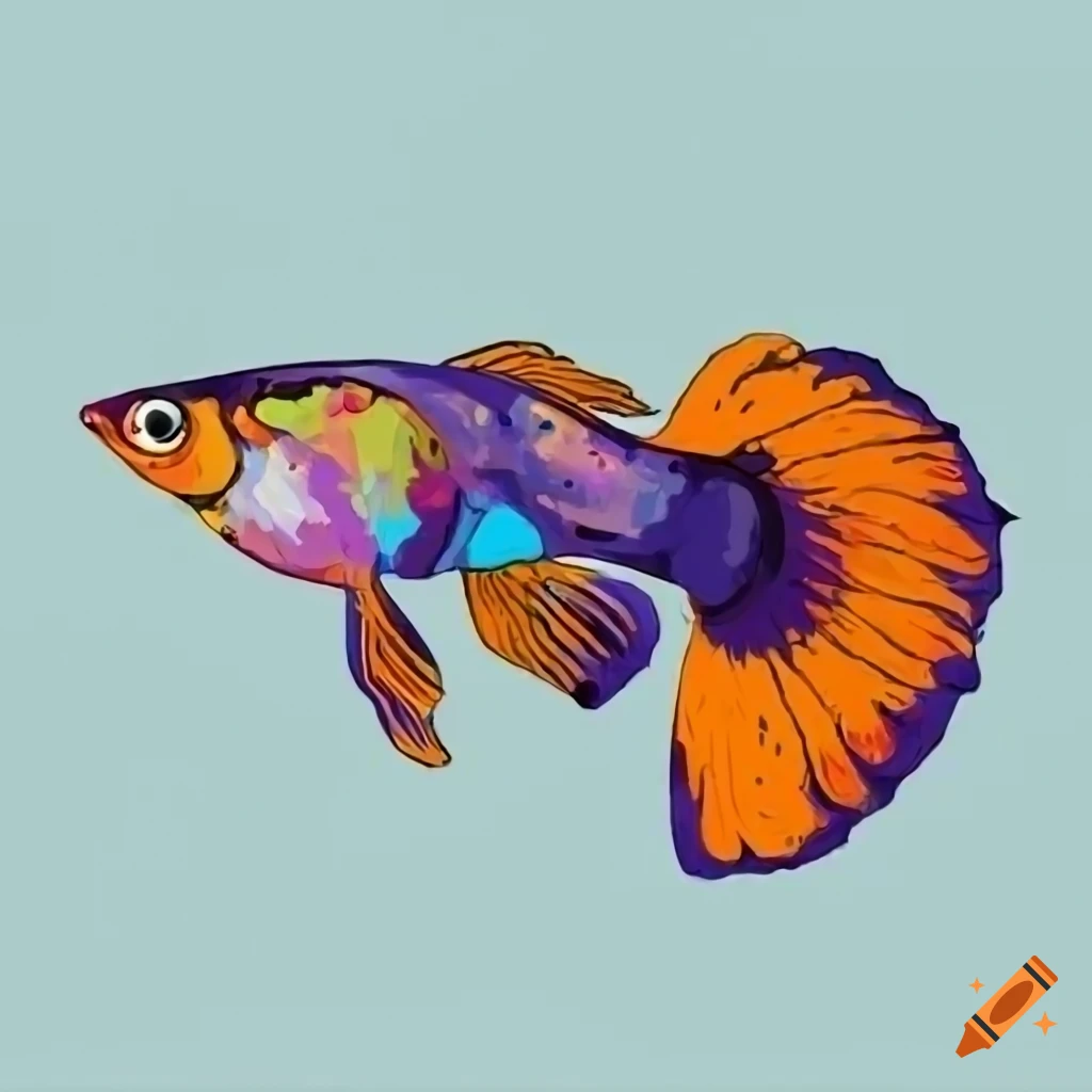 Spotted guppy fish in minimalistic simple vector shapes on Craiyon